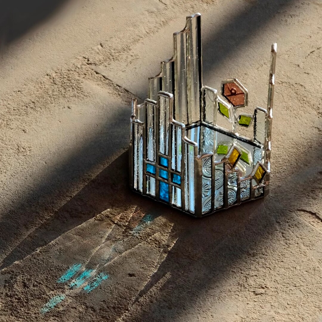 Hymn - Handmade Stained Glass Tea Light Glass Candle Holder Jesus ...