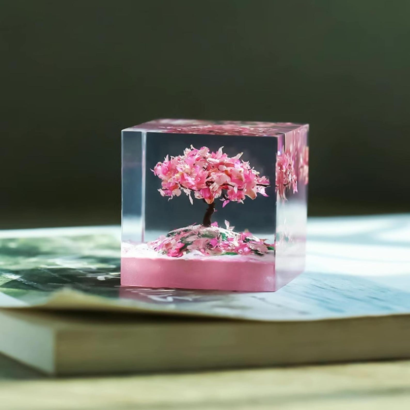 Cherry Blossom Tree - Custom Engraving Handmade Resin Decorative ...