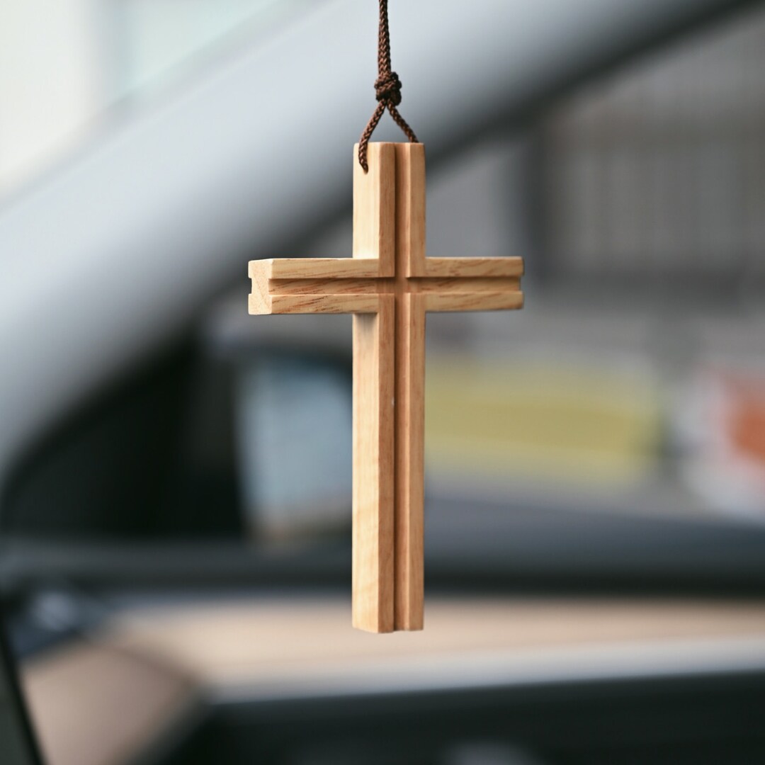 Natural Wood Cross | Car Pendant - Etsy