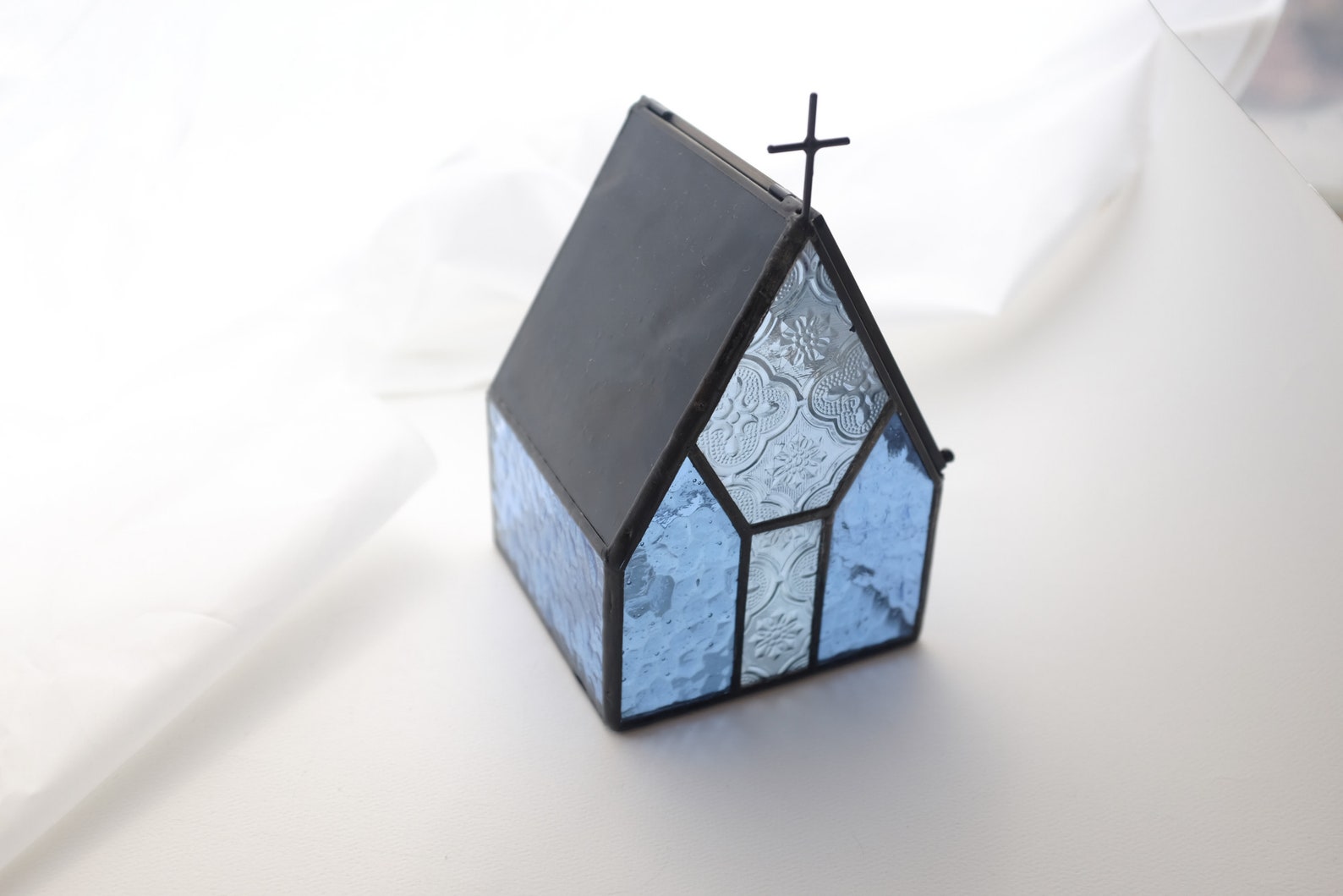 Church on Mount Sinai Stained Glass Tea Light Glass Candle Holder Jesus ...