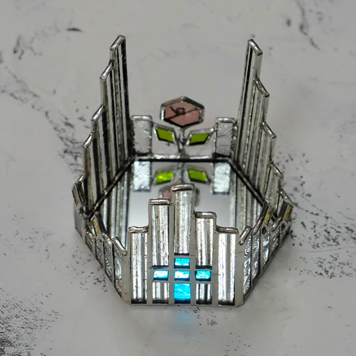 Hymn Handmade Stained Glass Tea Light Glass Candle Holder Jesus Christ ...