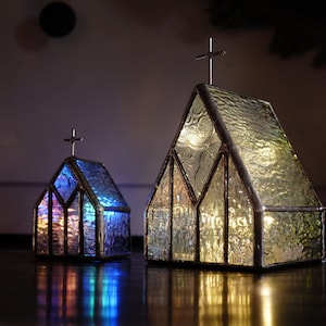 White Sanctity - Stained Glass Tea Light Glass Candle Holder Jesus ...