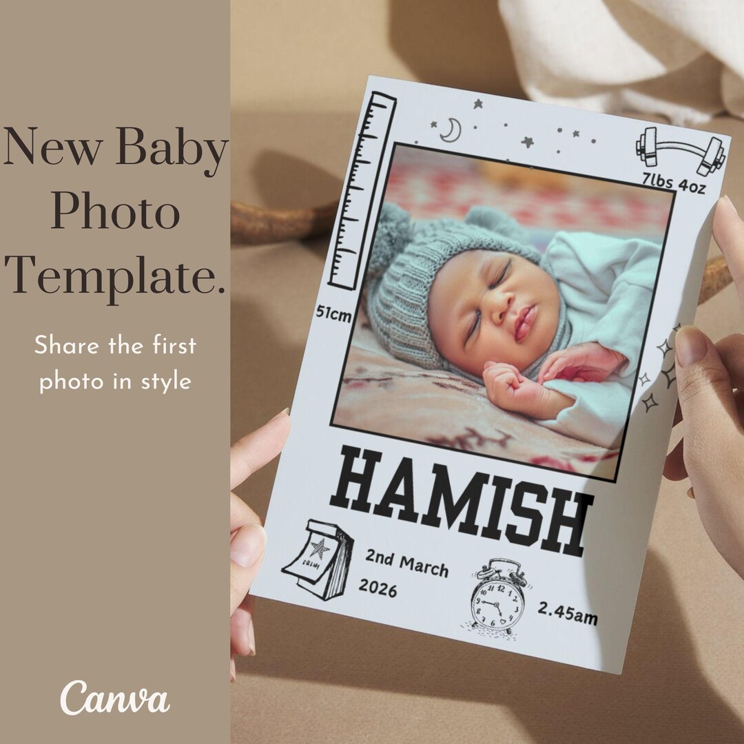 Birth Announce Card for Announcing Newborn Baby Name, Photo Card to ...