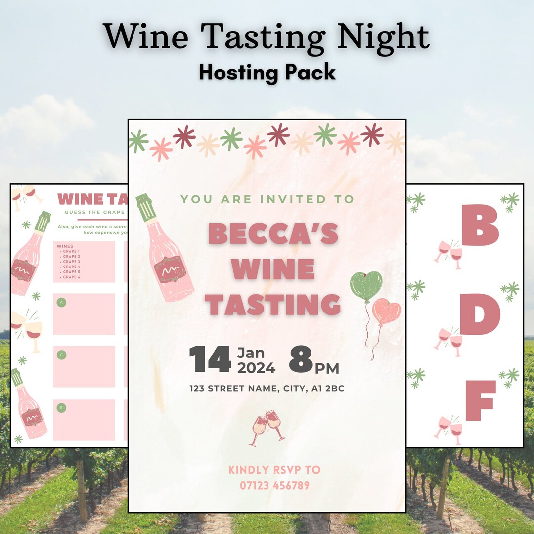 Wine Tasting Template, Host a Wine Party, Wine Tasting Invite, Tasting ...