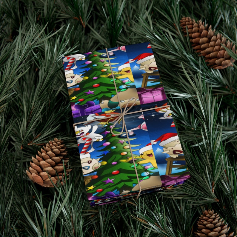 A Pokey Christmas Gift Wrap Papers Cartoon Character Wrapping - Etsy