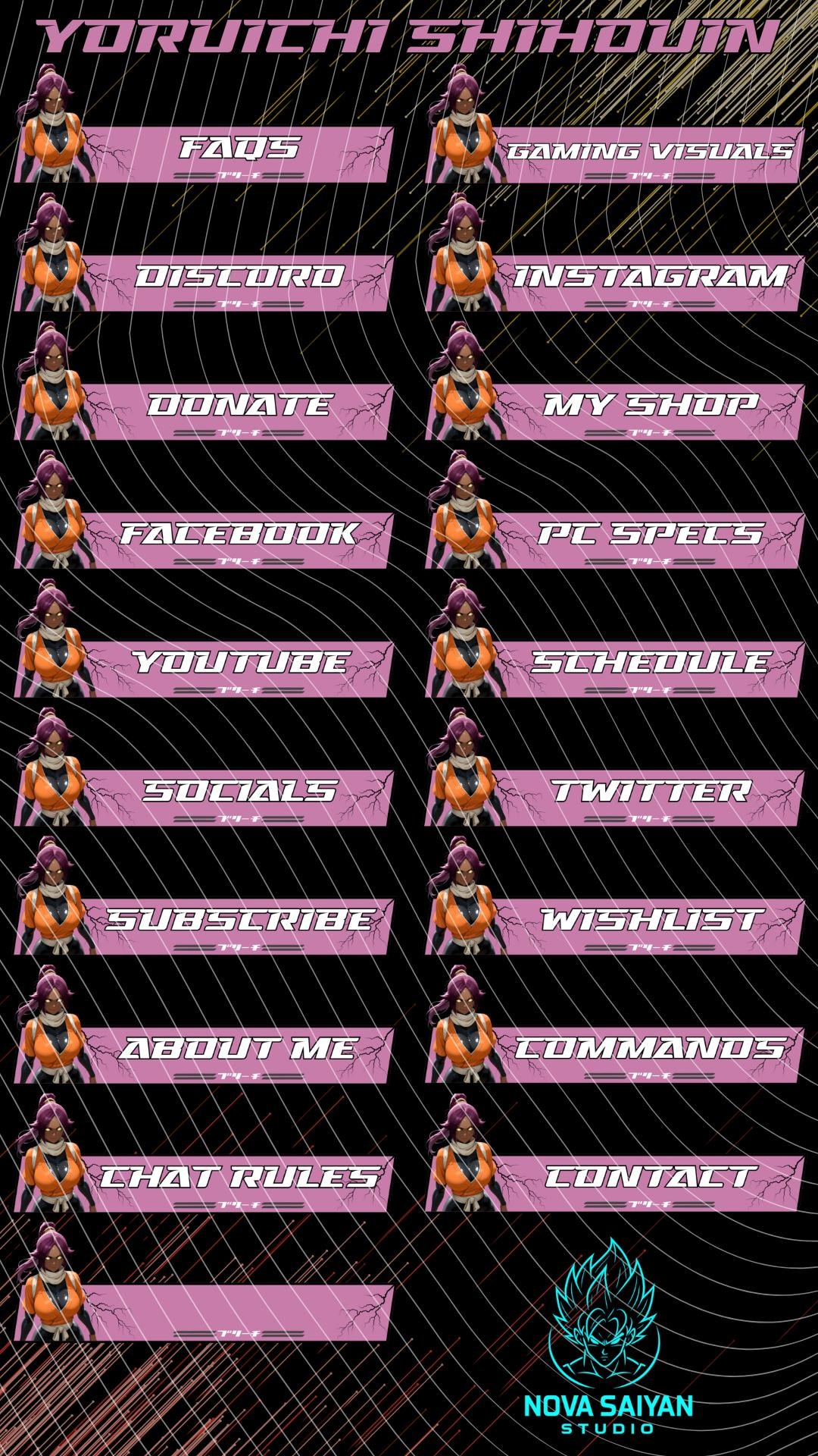 Twitch Panels Yoruichi Shihouin (bleach), (FR-ENG) - Etsy