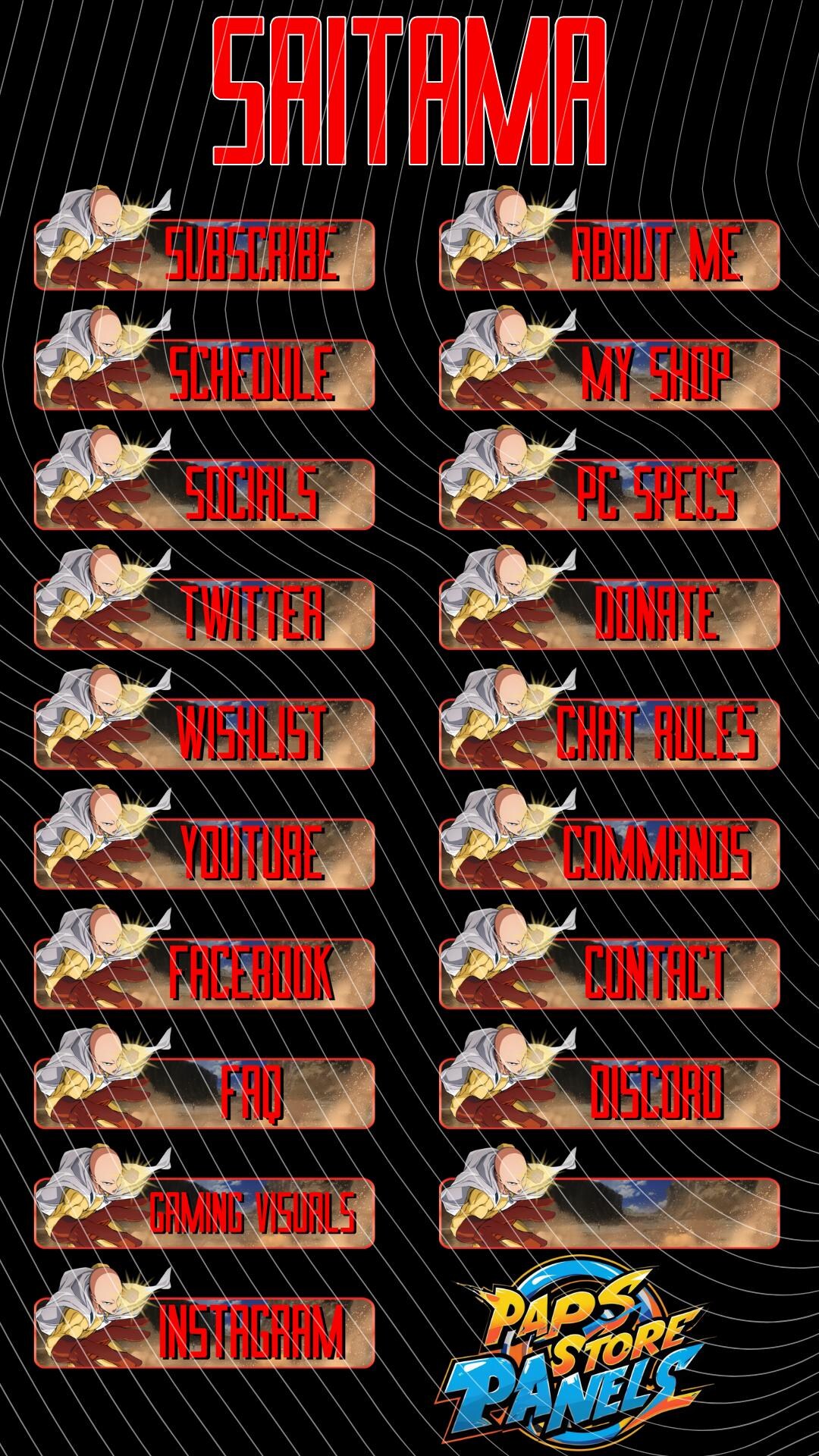 Twitch Panels Saitama (one Punch Man), (FR-ENG) - Etsy