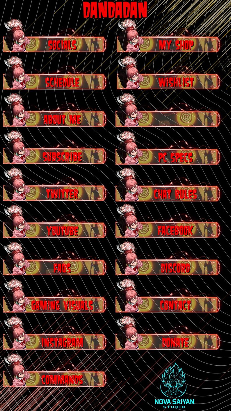 Twitch Panels Dandadan, (FR-ENG) - Etsy