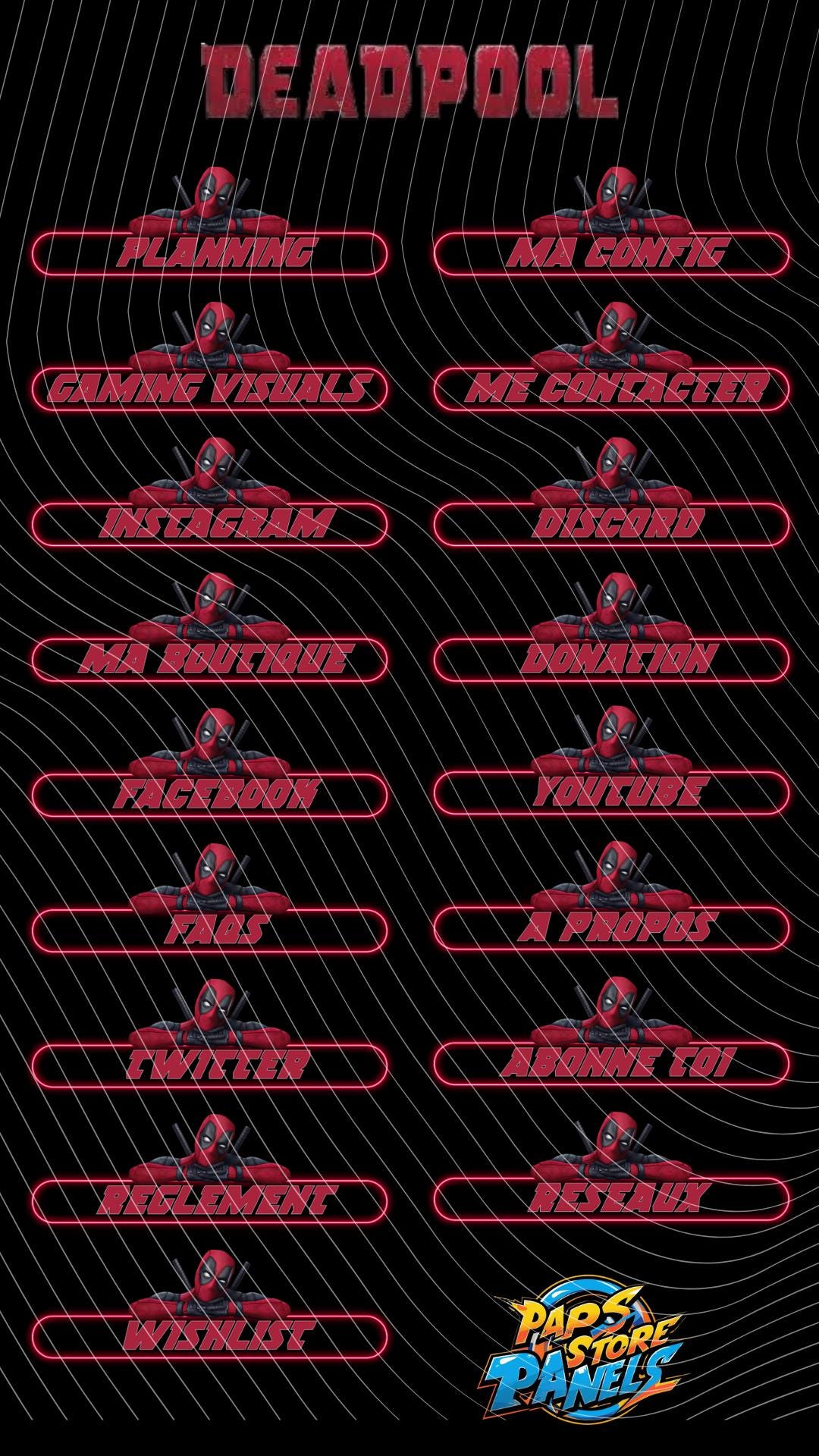 Deadpool Twitch Panels, (FR-ENG) - Etsy