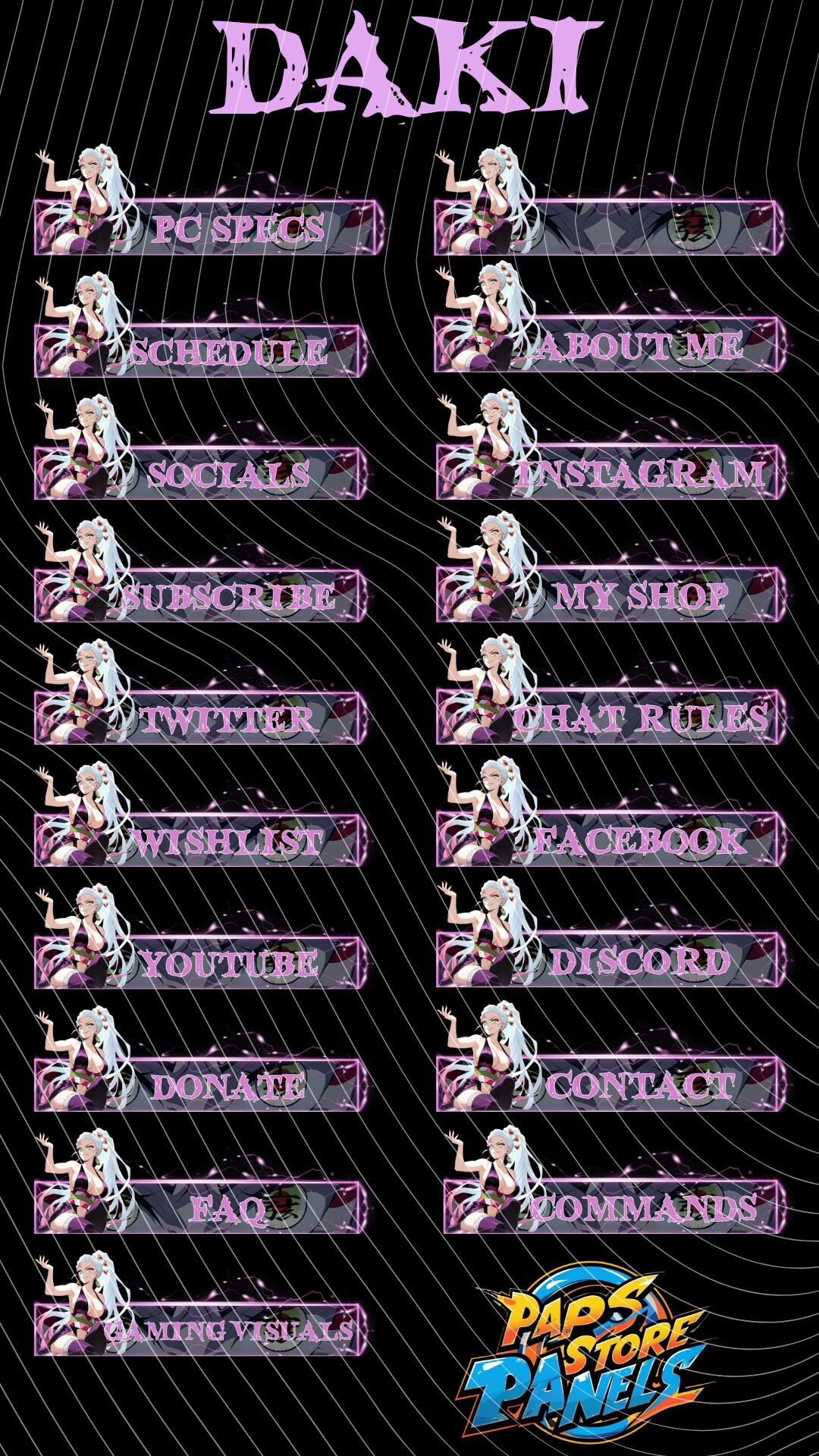 Twitch Panels Daki (demon Slayer), (FR-ENG) - Etsy