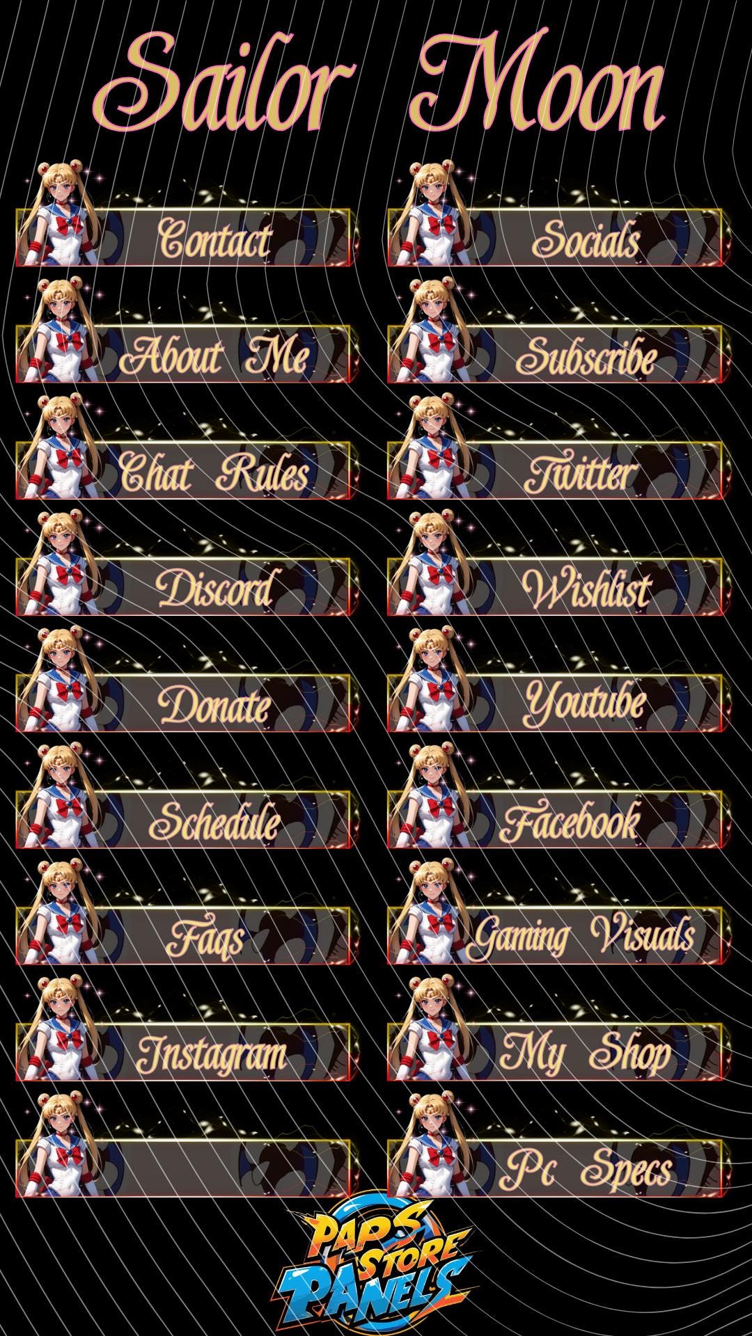 Sailor Moon Twitch Panels, (FR-ENG) - Etsy