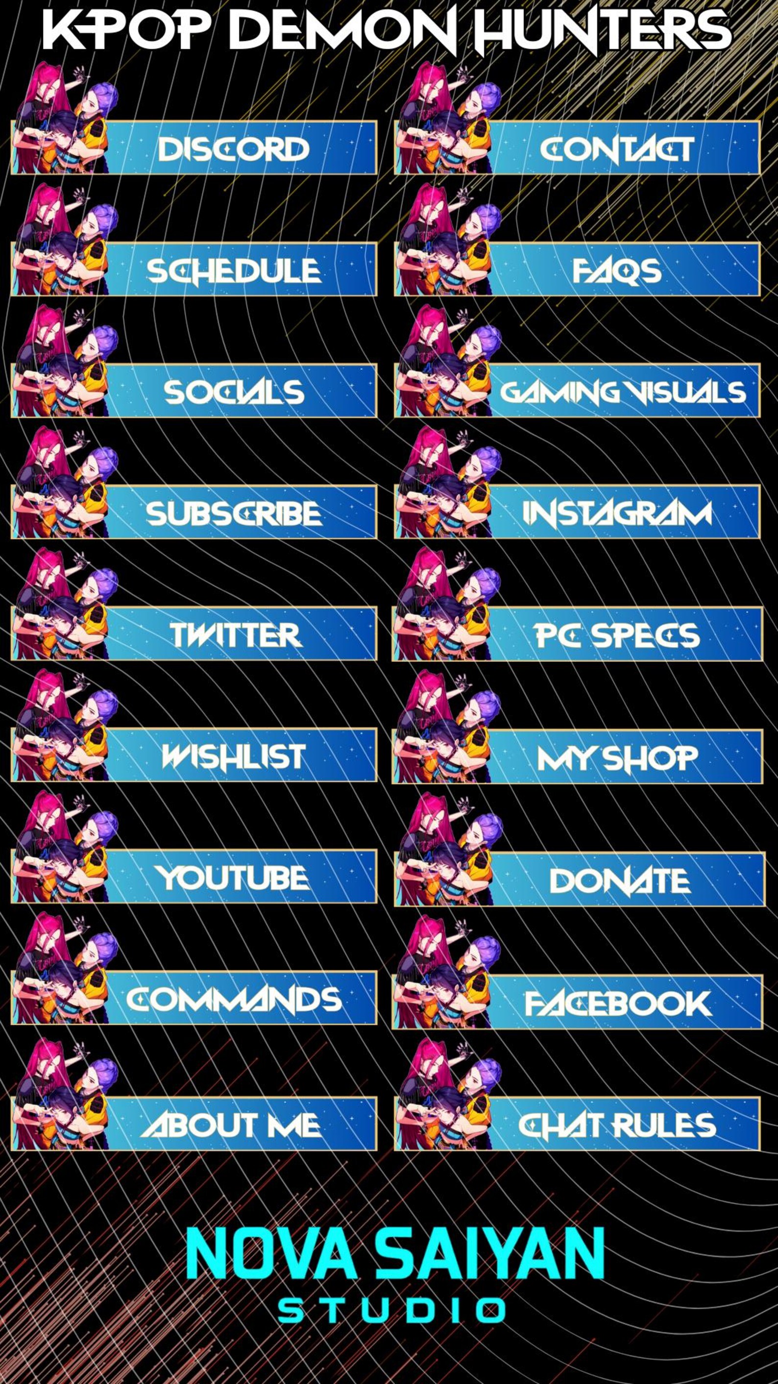 K-POP Demon Hunters Twitch Panels, (FR-ENG) - Etsy