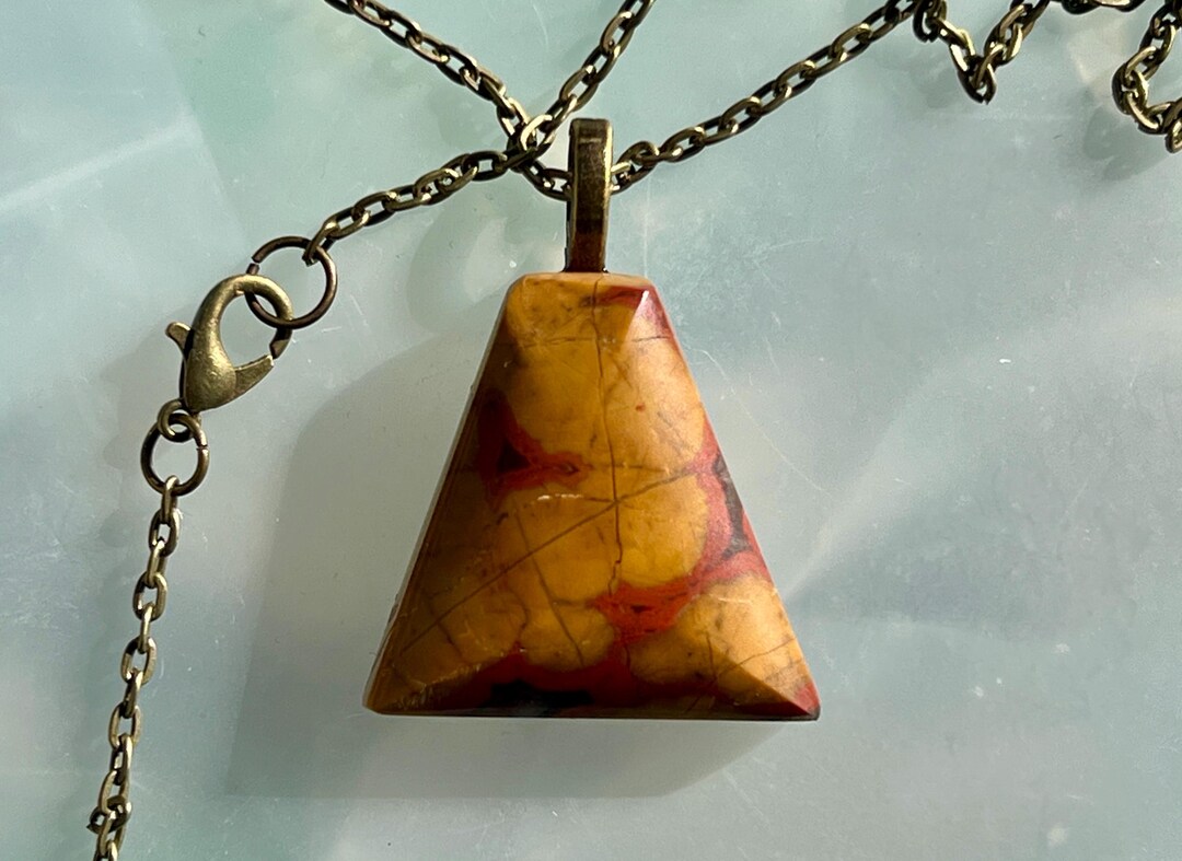 Morgan Hill Poppy Jasper Triangle Pendant Necklace - Etsy