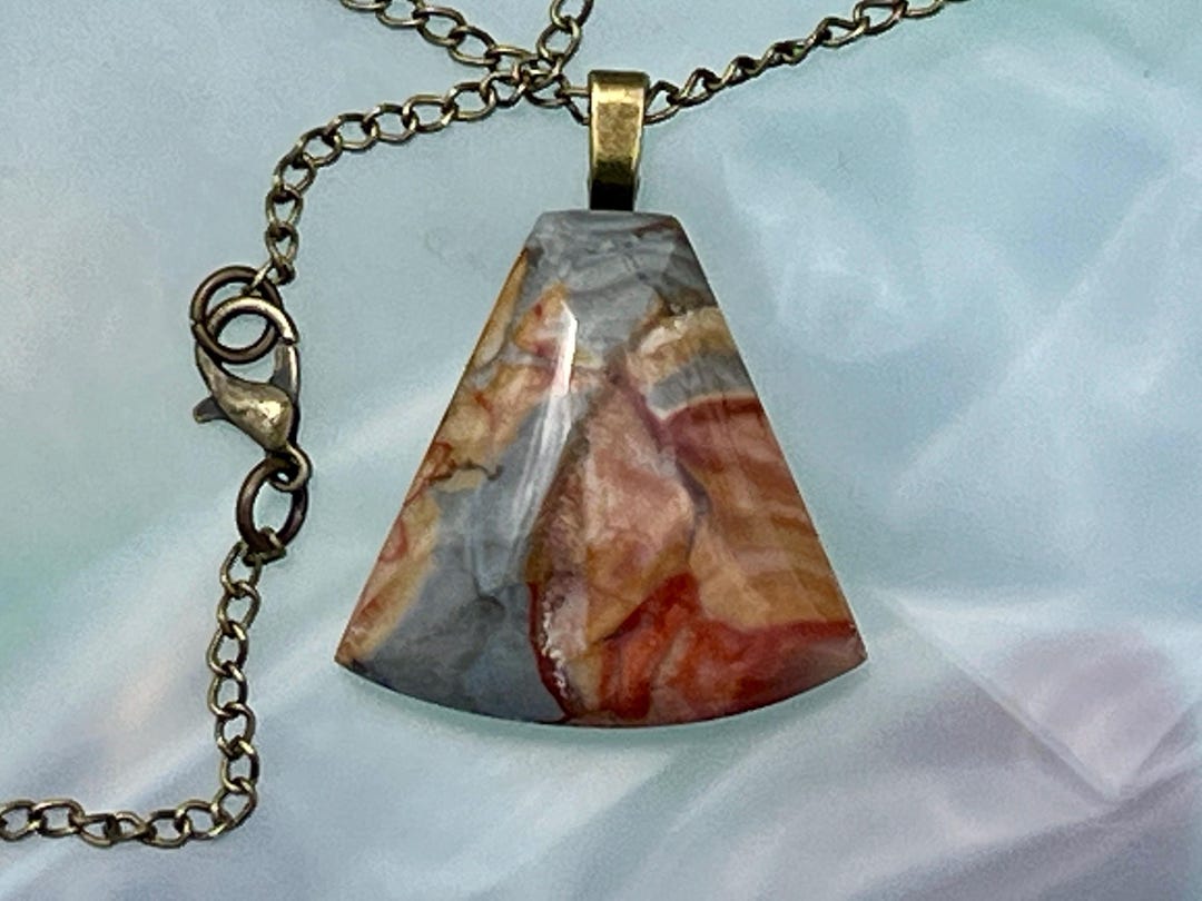Ibis Jasper Fan Pendant Necklace - Etsy