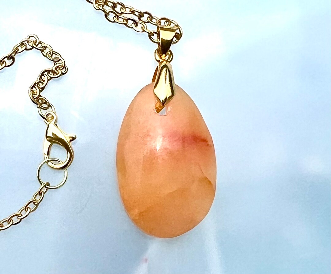 Peach Quartz (2) Pendant Necklace - Etsy