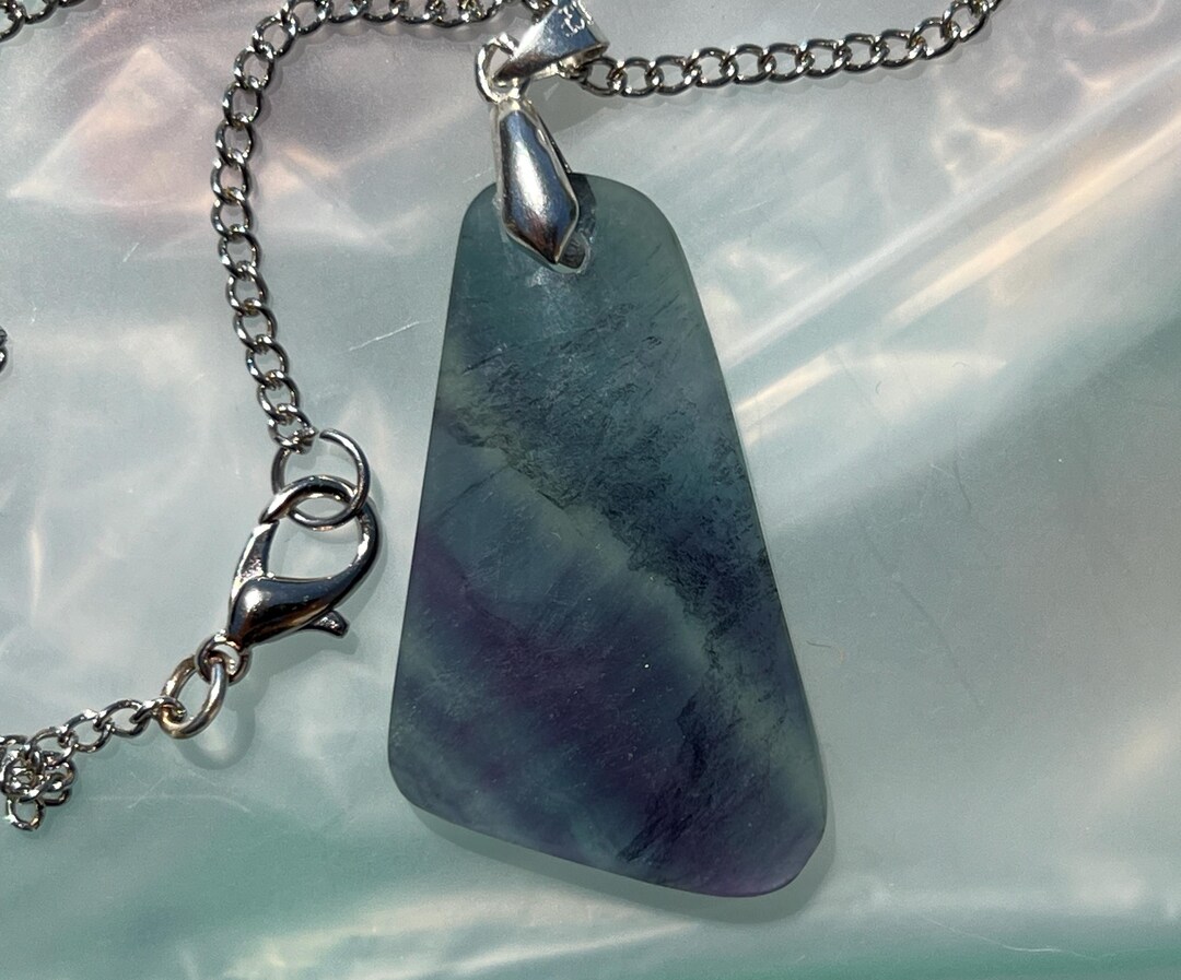 Fluorite Parallelogram Pendant Necklace - Etsy