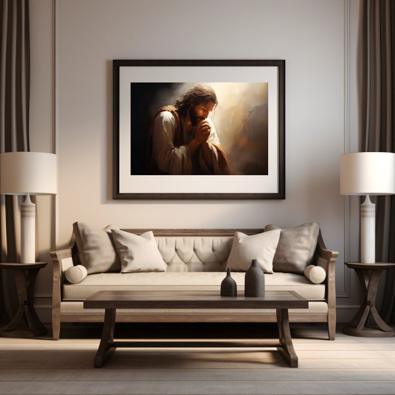 Jesus Praying, Jesus Christ, Our Saviour, Christian Wall Art, Uplifting ...