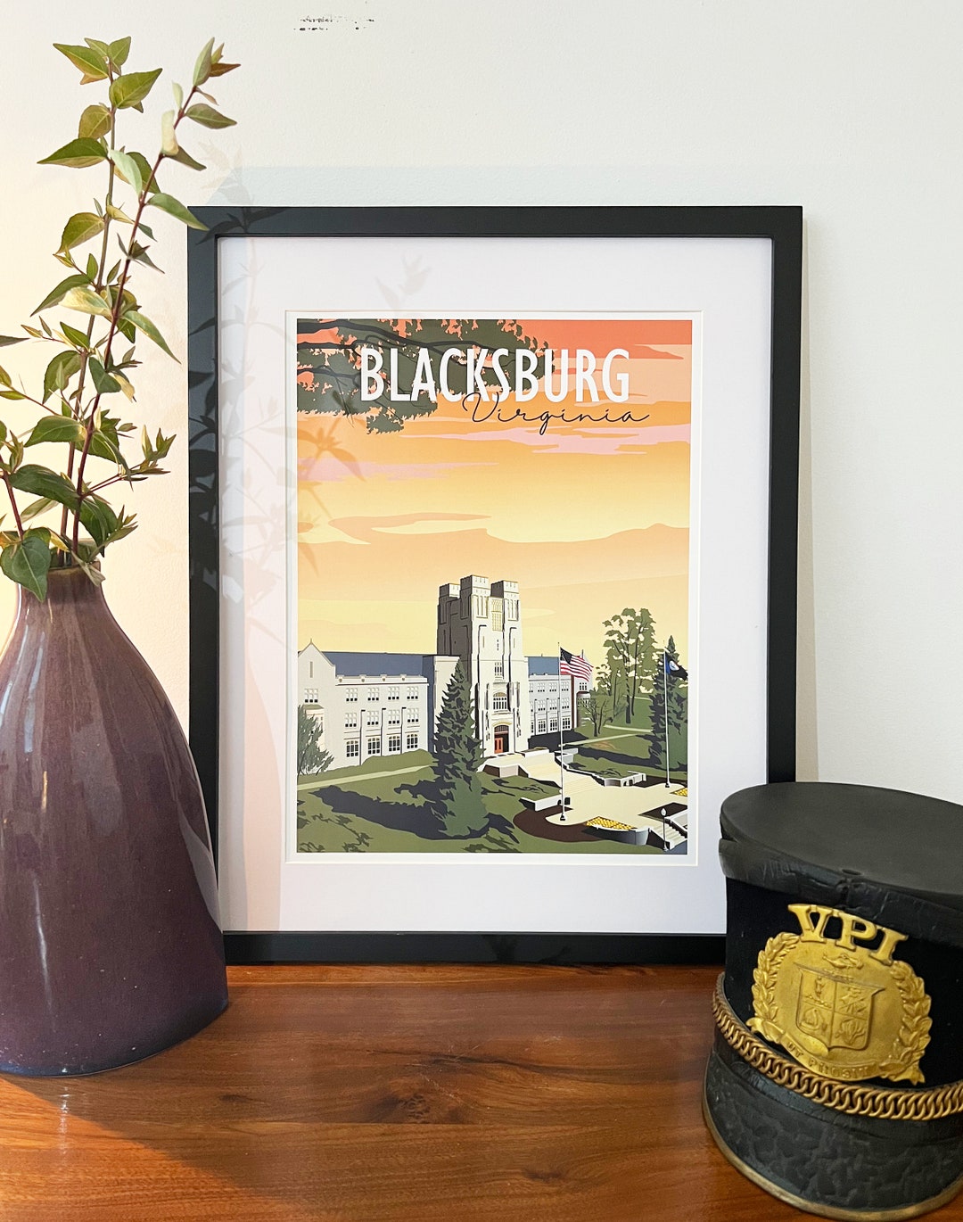 Burruss Hall From Above, Virginia Tech - Sunset - Etsy