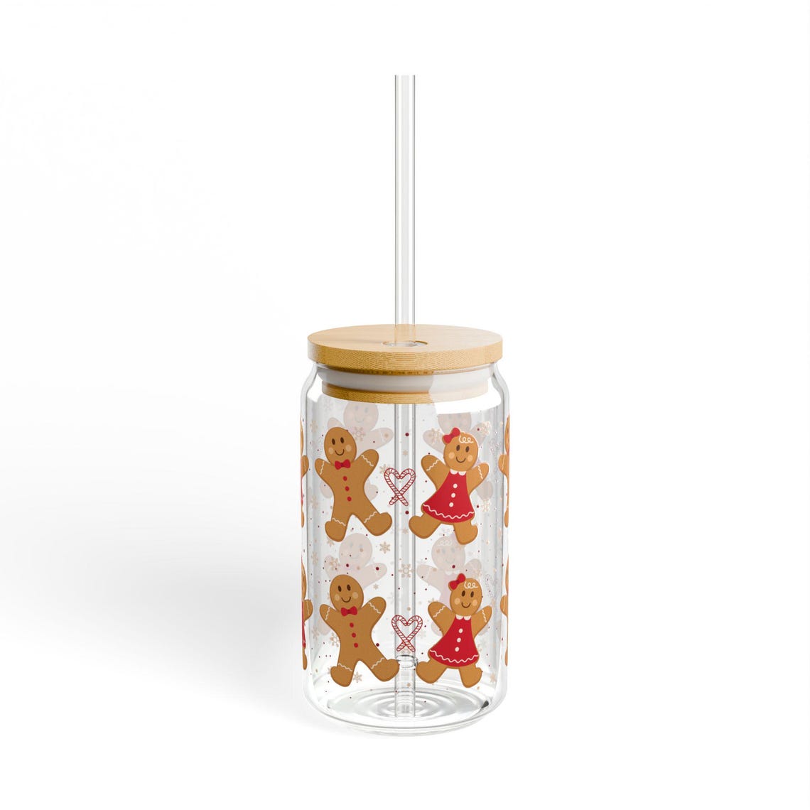Christmas Gingerbread Man Sipper Glass, Festive Holiday 16oz Tumbler ...