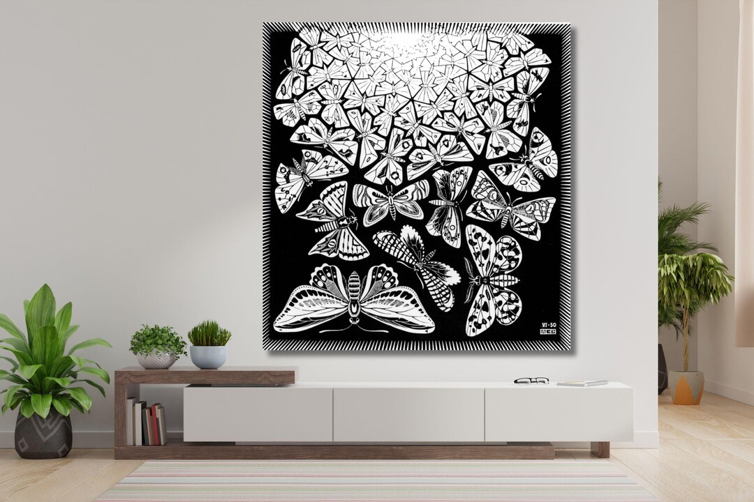 Maurits Cornelis Escher Butterflies Canvas Print,cornelis Escher ...