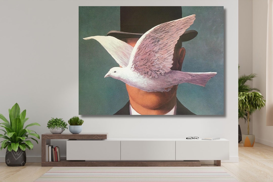 René Magritte Print Man in a Bowler Hat on Canvas, Rene Magritte ...
