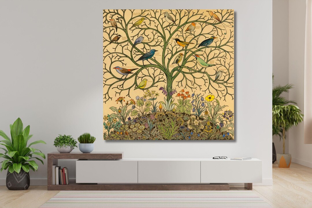 Tree of Life Birds Print on Canvas,tree of Life and Tropical Bird ...
