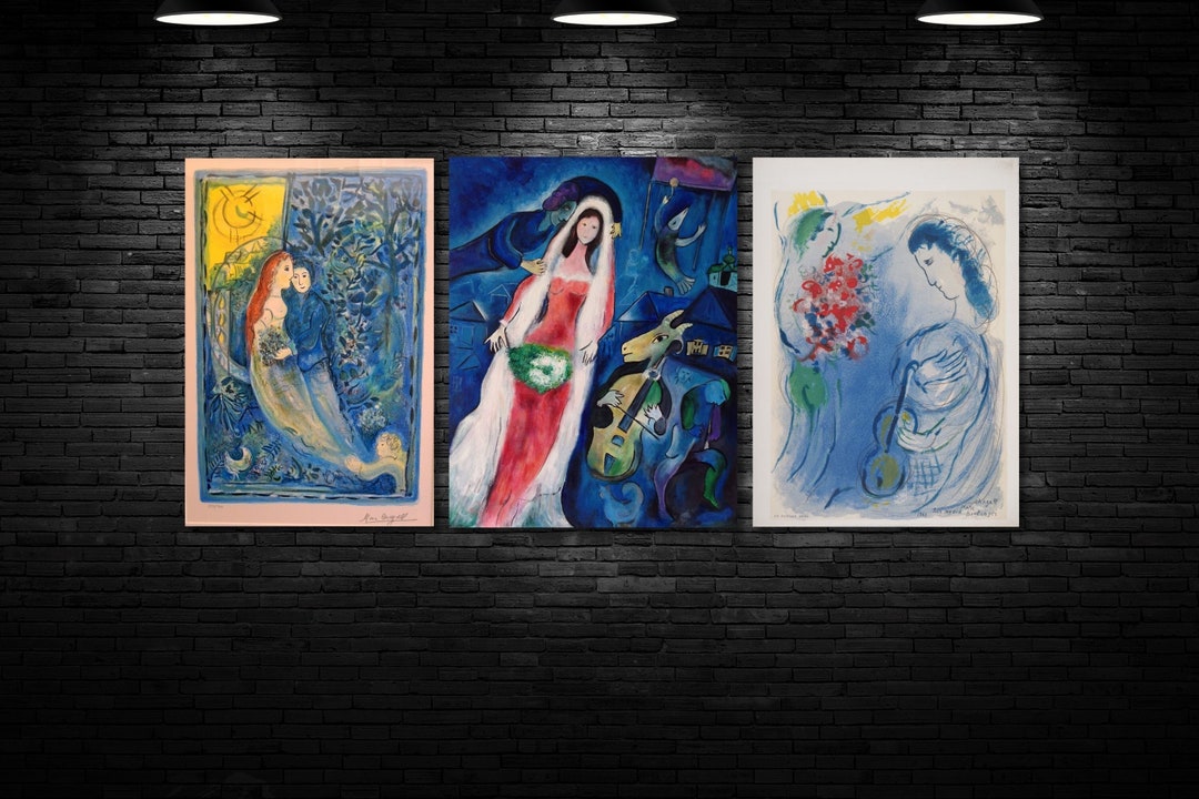 Set of 3 Marc Chagall,marc Chagall Print on Canvas,marc Chagall ...