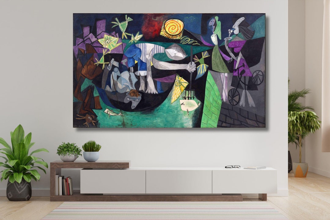 Pablo Picasso Print Night Fishing at Antibes on Canvas, Pablo Picasso ...