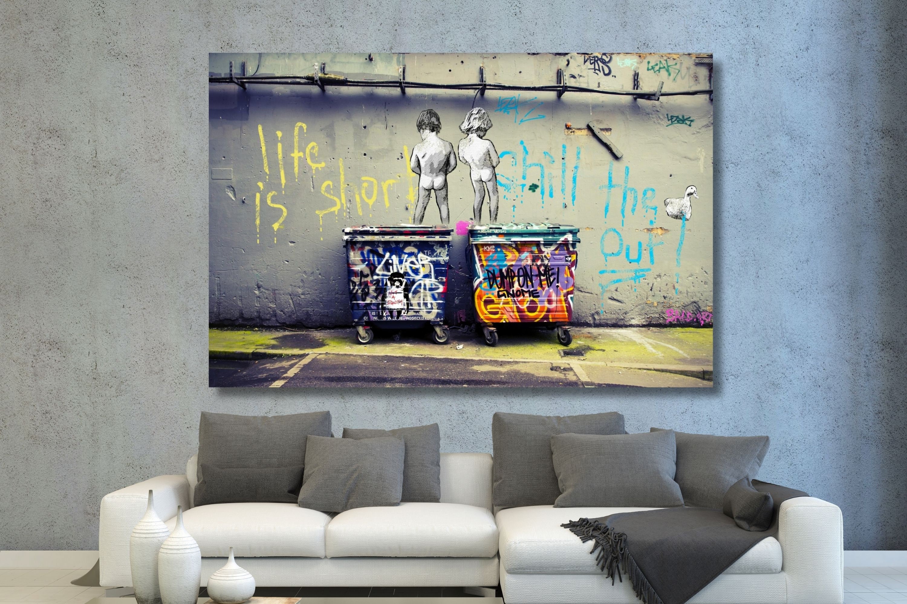 Banksy Life is Short, Banksy Canvas, Banksy Two Boys, Wall Art Canvas ...