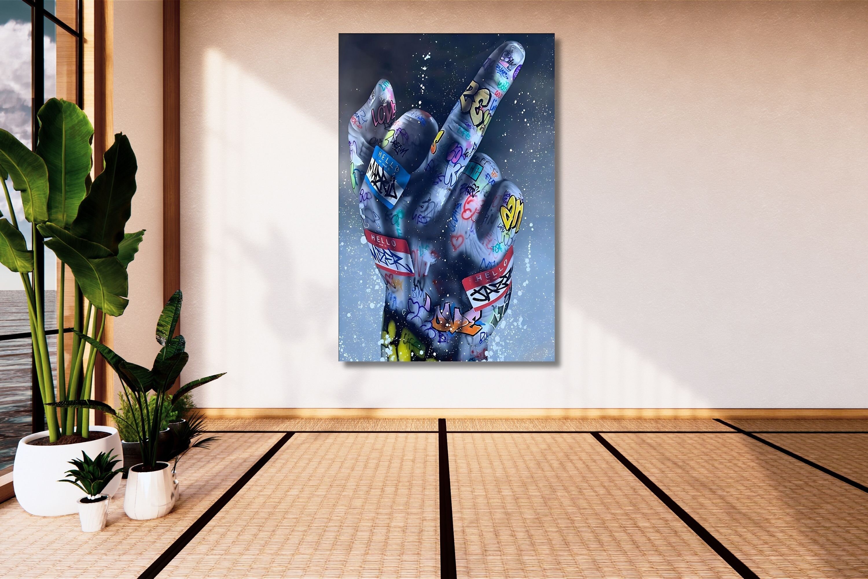 Middle Finger Graffiti Poster,middle Finger Painting, Graffiti Print ...