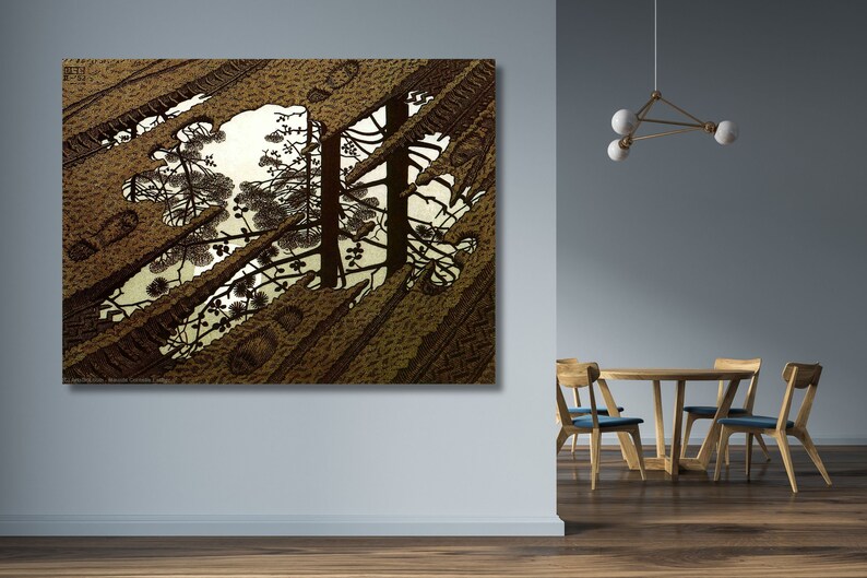 Maurits Cornelis Escher Print Puddle on Canvas,m.c. Escher Print,mc ...