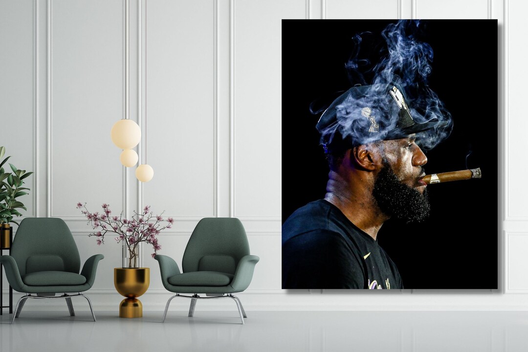 Lebron James Smoking Cigarette Poster Canvas Wall Art Lebron - Etsy