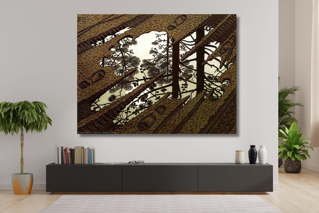 Maurits Cornelis Escher Print Puddle on Canvas,m.c. Escher Print,mc ...