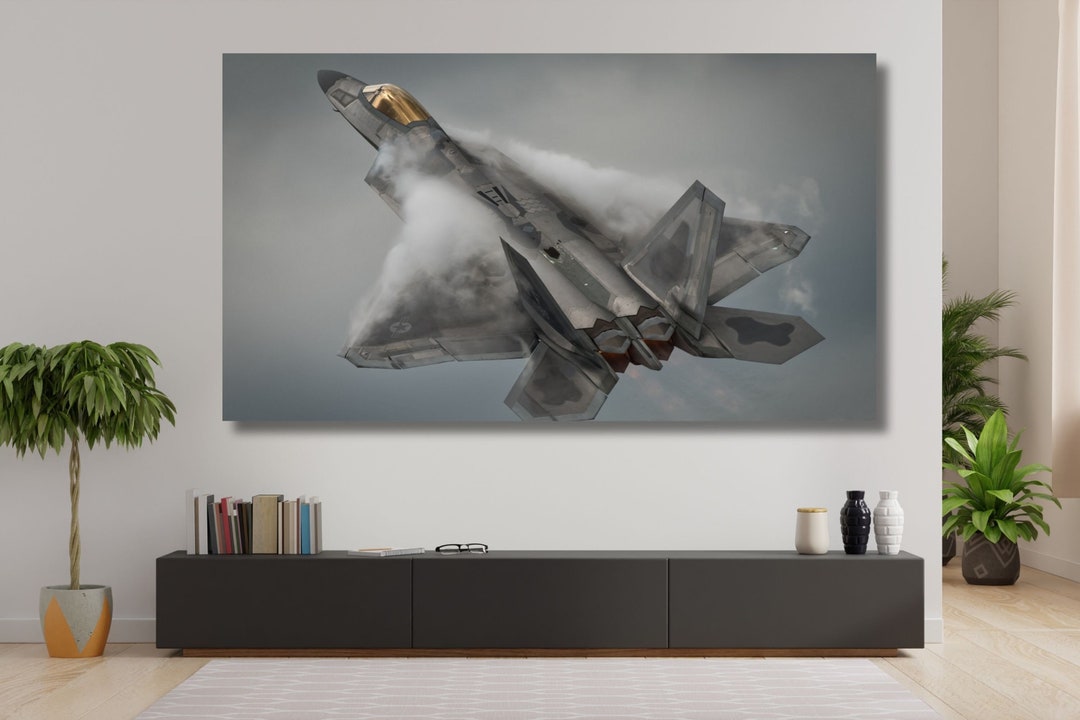 F-22 Raptor Military Fighter Print on Canvas,fighter Jets Wall Art, F ...