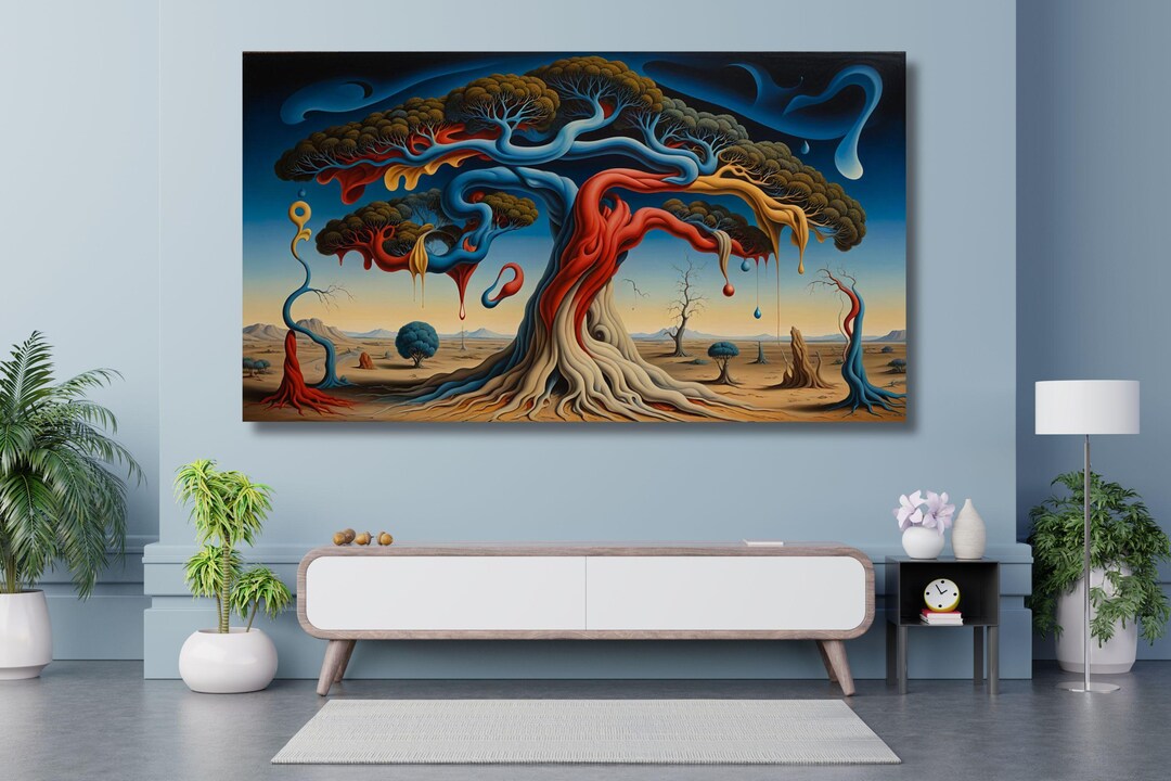 Salvador Dali Style Tree of Life Print on Canvas Wall Art,abstract Tree ...
