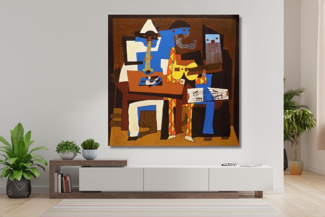 Pablo Picasso Print Three Musicians on Canvas,modernist Cubism Portrait ...