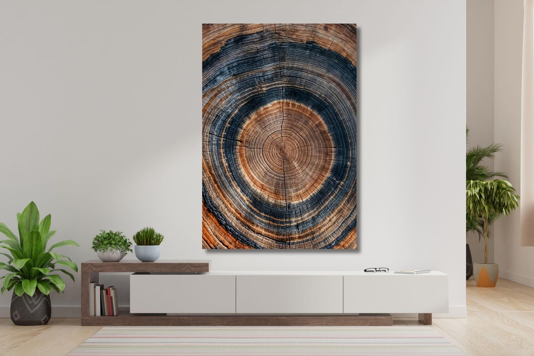 Colorful Tree Ring Print on Canvas,abstract Colorful Tree Ring Wall ...