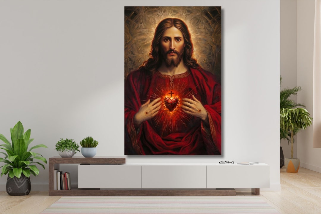 Sacred Heart of Jesus Poster Canvas, Holy Jesus Christ Sacred Heart ...