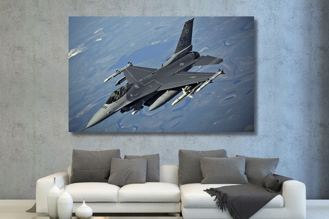 F-16 Falcon Fighter Jet Print on Canvas,f-16 Military Plane Pattern ...