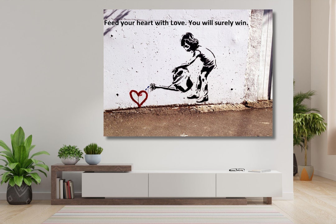 Banksy Girl Heart Print on Canvas,banksy Girl Poster Wall Art,banksy ...