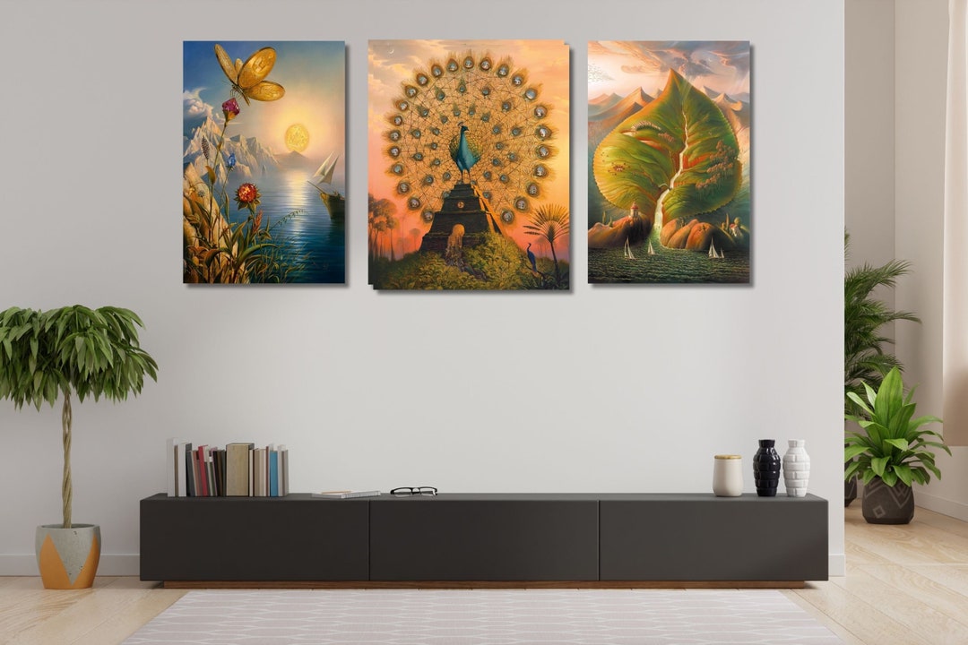 Set of 3 Vladimir Kush Print on Canvas,vladimir Kush Painting,vladimir ...