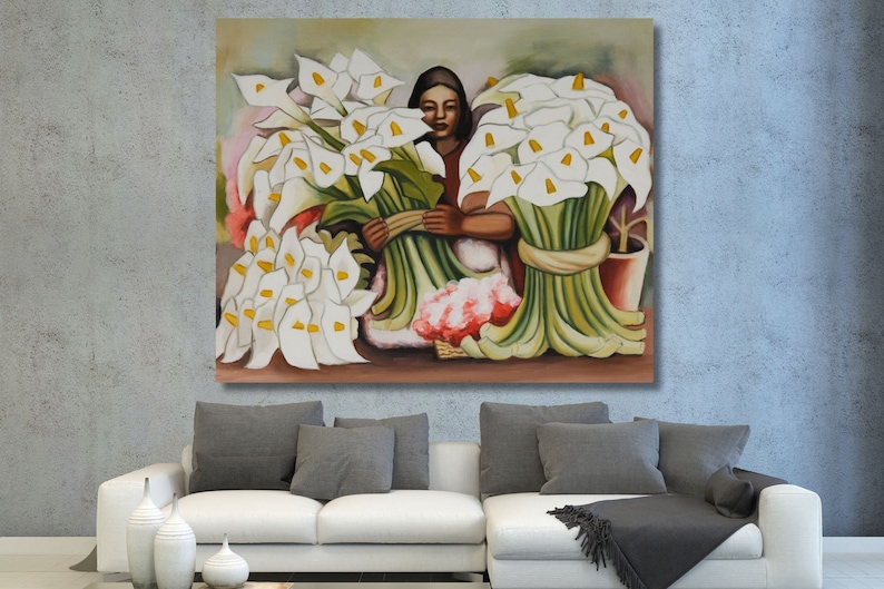 Diego Rivera Print the Flower Carrier on Canvas Wall Artdiego - Etsy