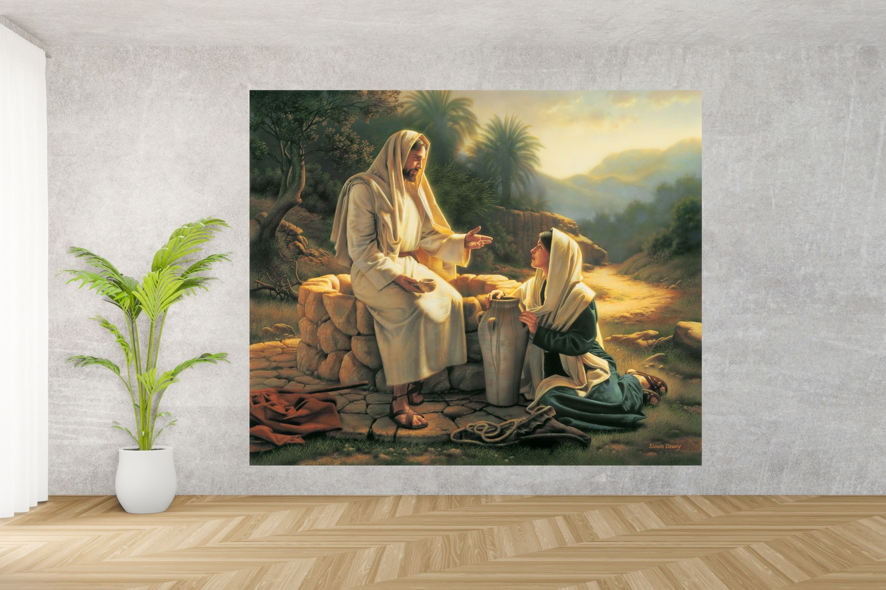 Jesus Talking to a Samaritan Woman at the Well,christian Poster Wall ...