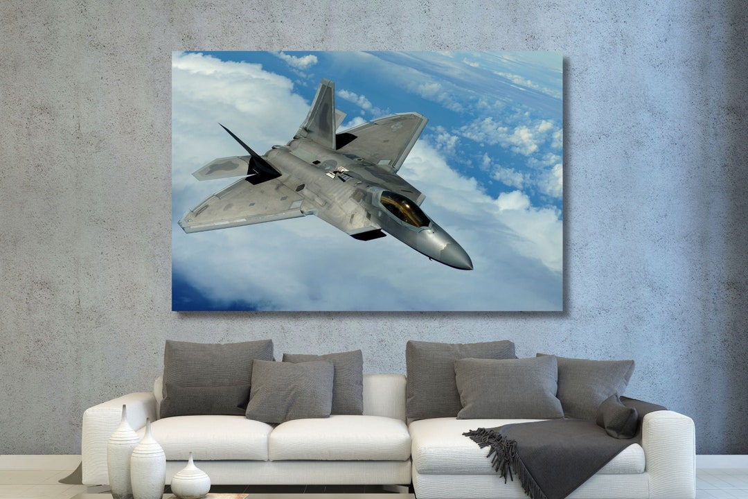 F-22 Raptor Military Fighter Print on Canvas,fighter Jets Wall Art, F ...