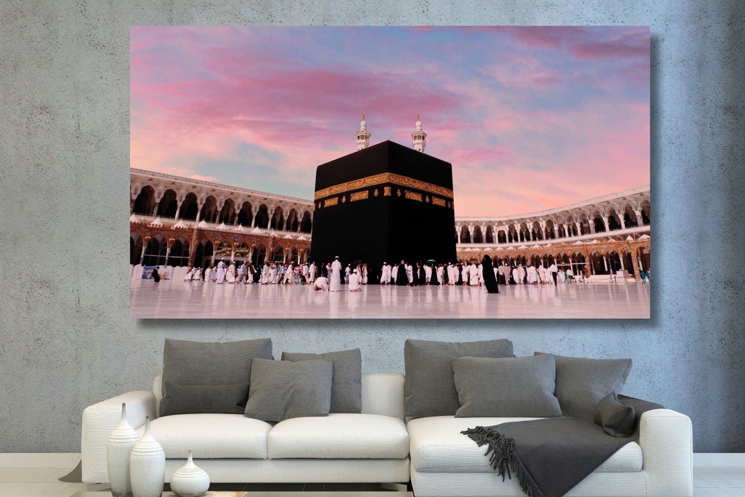 Kaaba Wall Art,kaaba With Pink Sky Wall Decor,islamic Wall Art,islamic ...