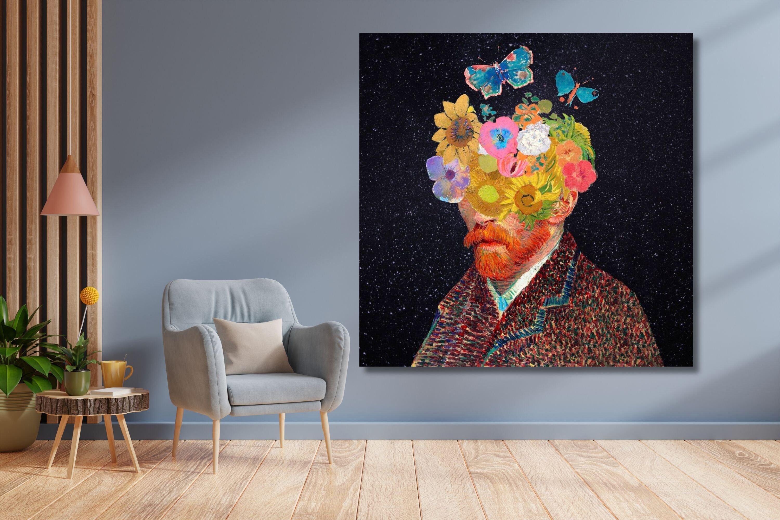 Vincent Van Gogh's Self-portrait & Flower Butterfly Remixed Collage ...