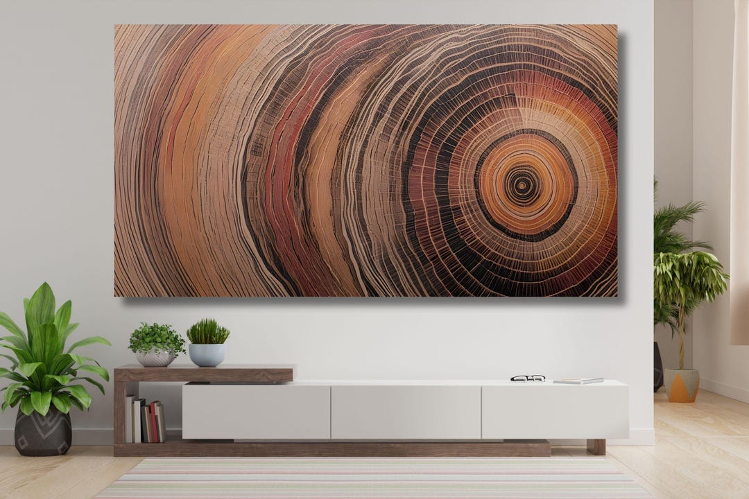 Colorful Tree Ring Print on Canvas,natural Tree Ring Abstract Wall Art ...