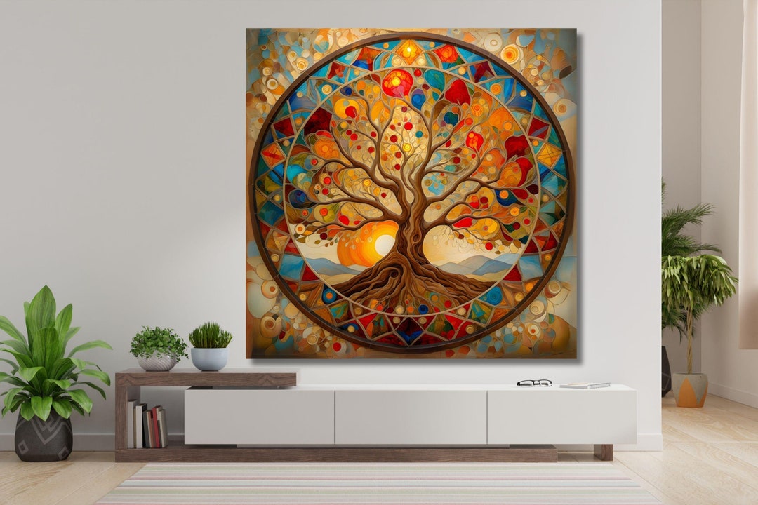Tree of Life Mandala Canvas Wall Art,world Tree of Life,mandala Norse ...