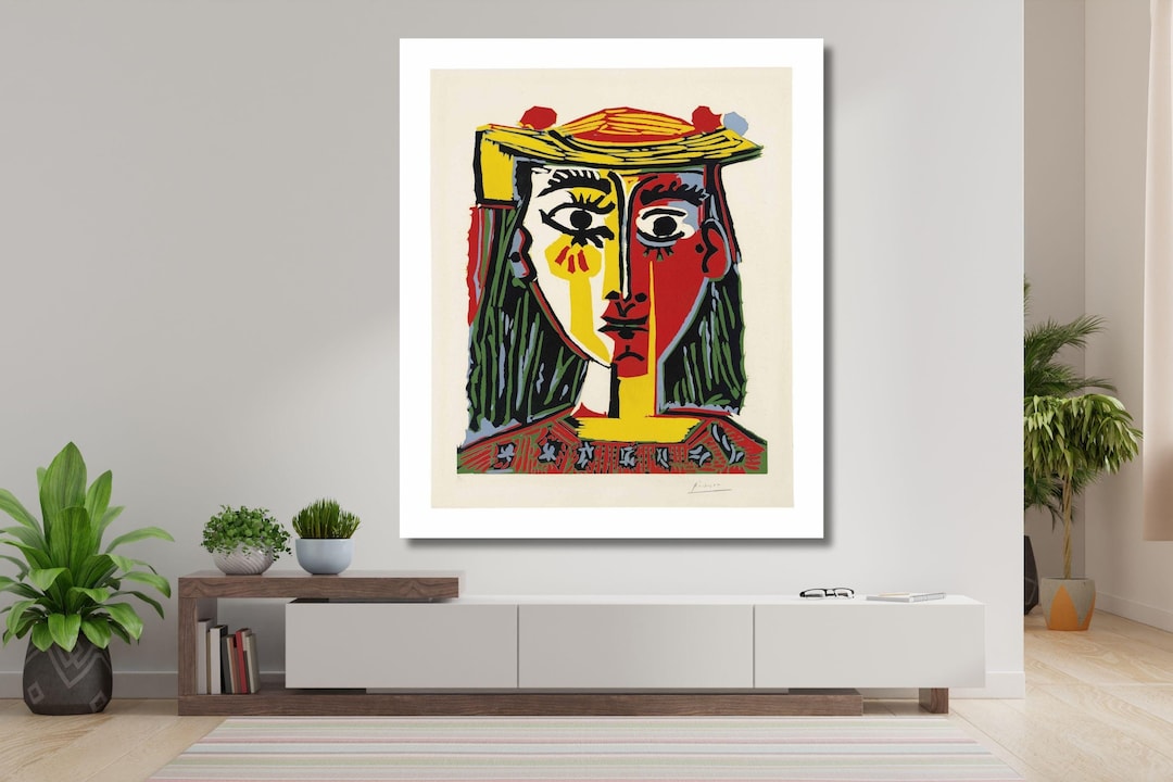 Pablo Picasso Print Woman in a Hat With Pompoms and a Printed Blouse ...