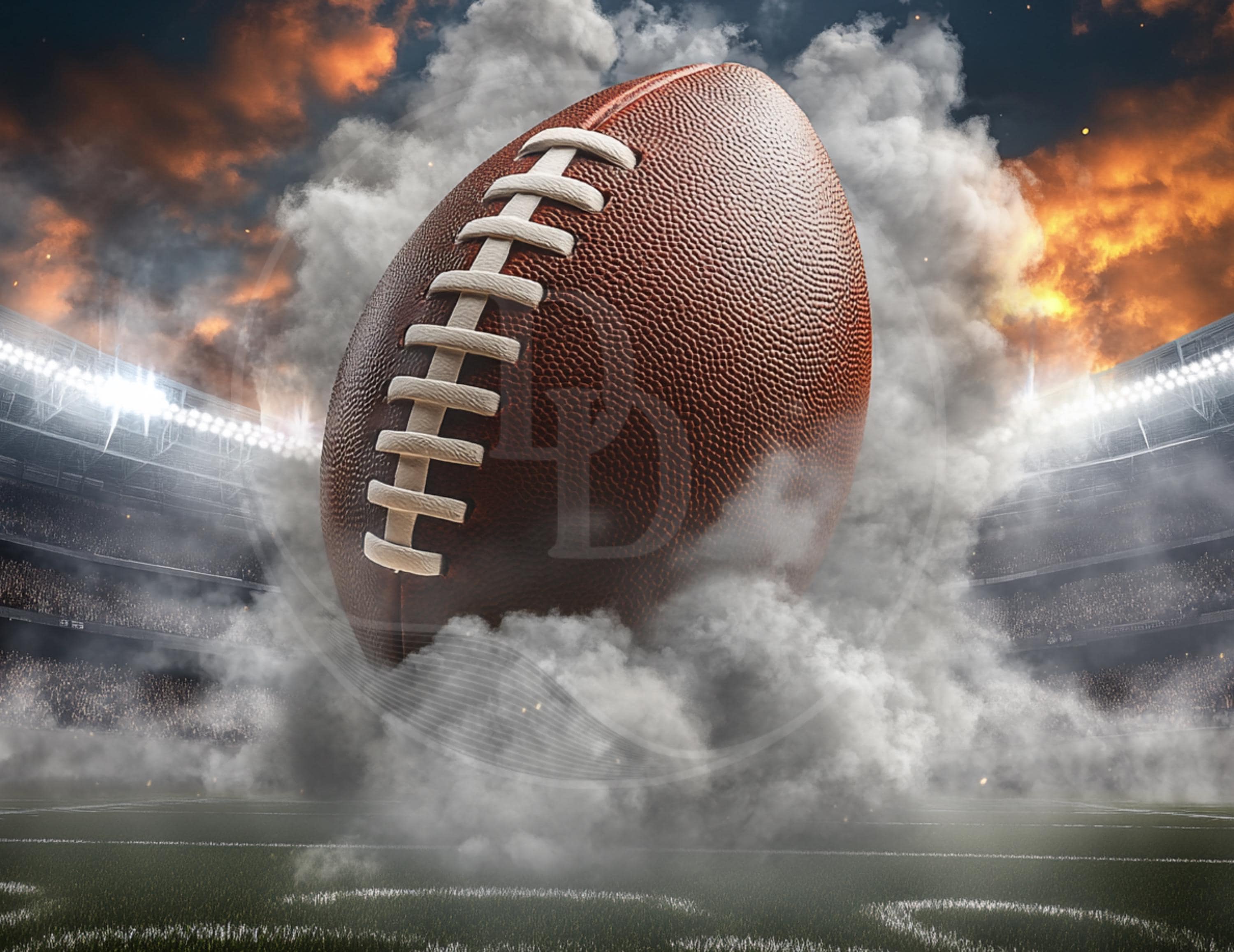 Football Sports Field Stadium Background With Smoke and Lights ...